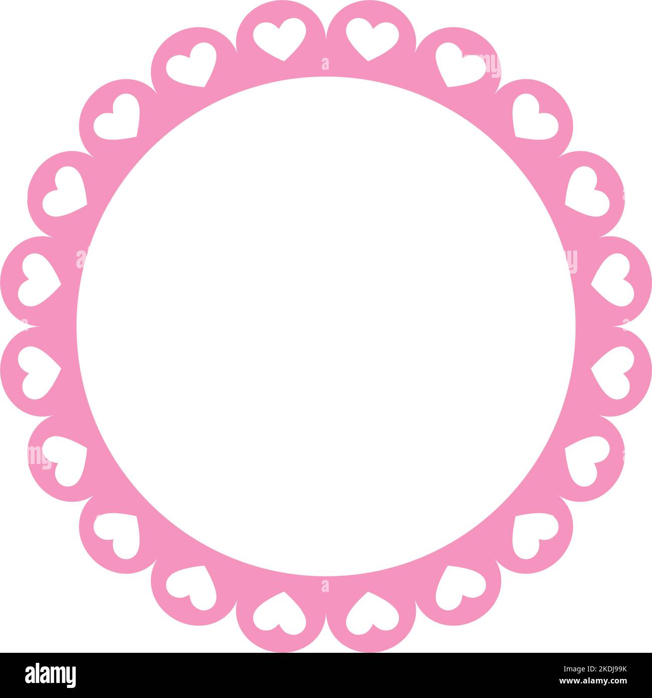 Circle scalloped frame. Scalloped edge round shape. Simple label ...