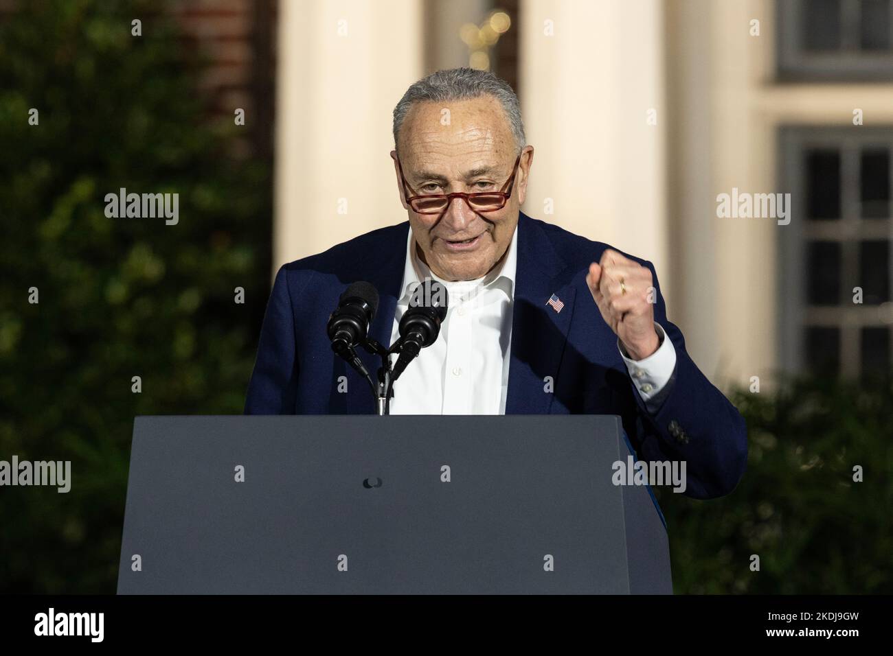 Senator Charles Schumer speaks during campaign stop for Governor Kathy ...