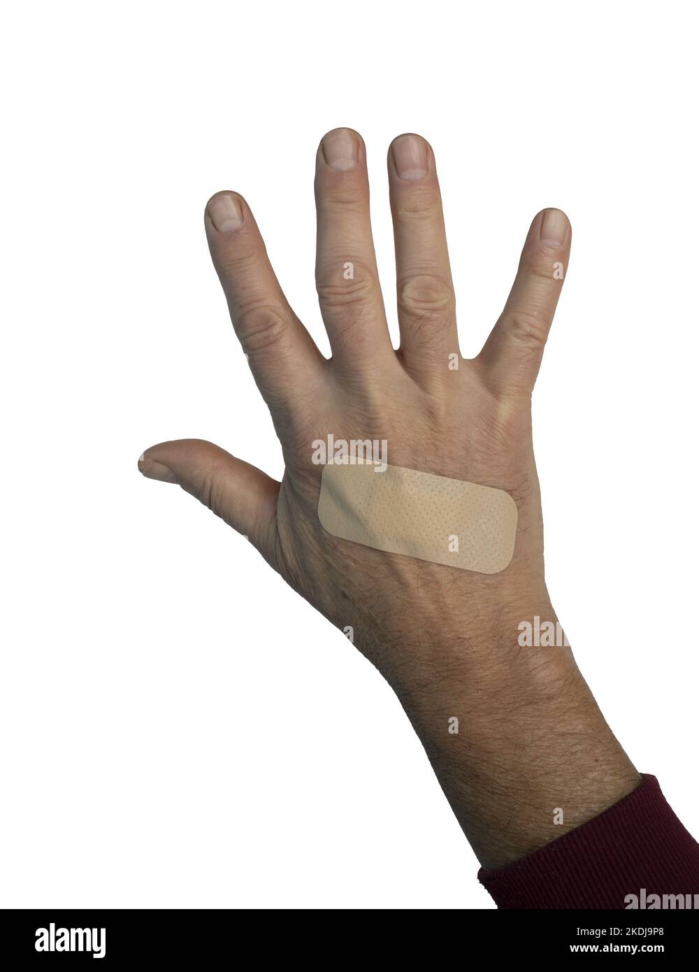 a male hand with a band-aid on the back on a transparent background ...