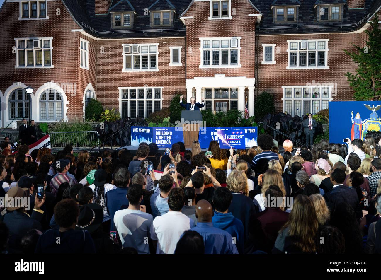 Senator Charles Schumer speaks during campaign stop for Governor Kathy ...