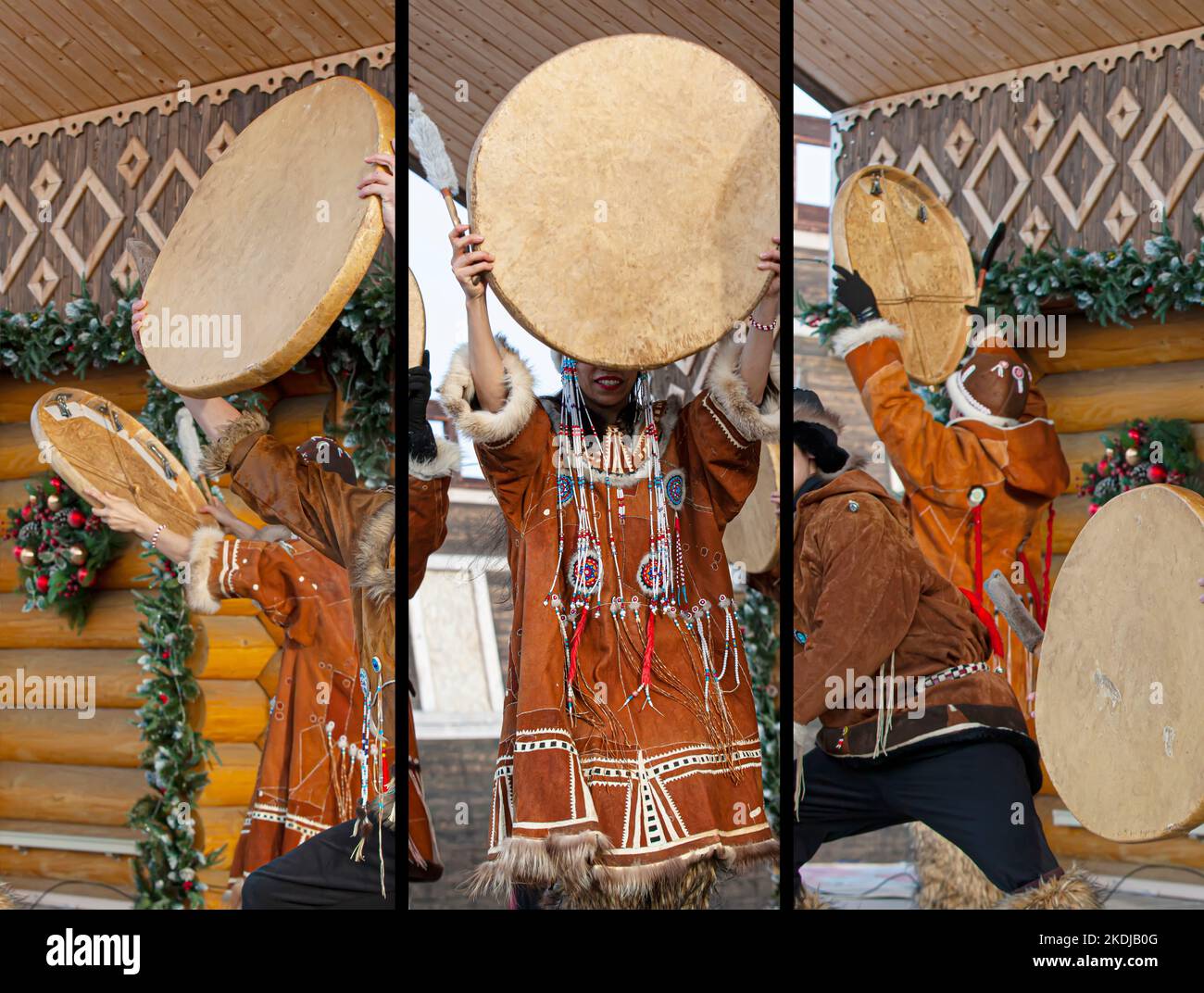 Folk ensemble performance in dress of indigenous people of Kamchatka ...