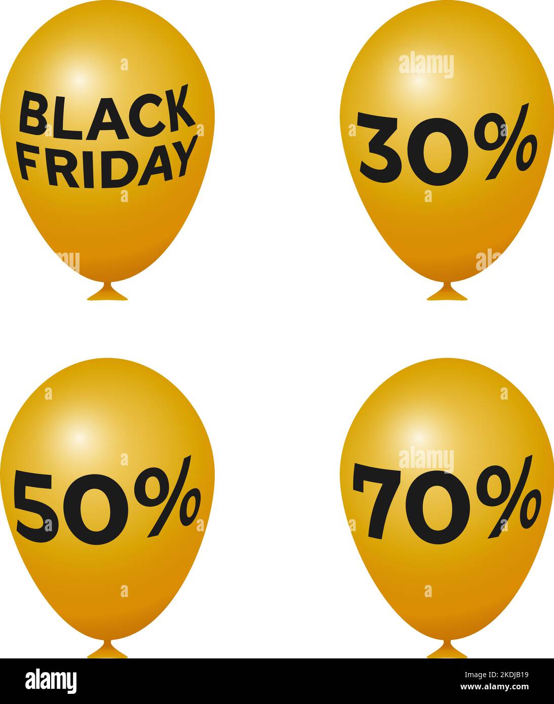 A set of gold balloons with the inscription black Friday and percentage ...