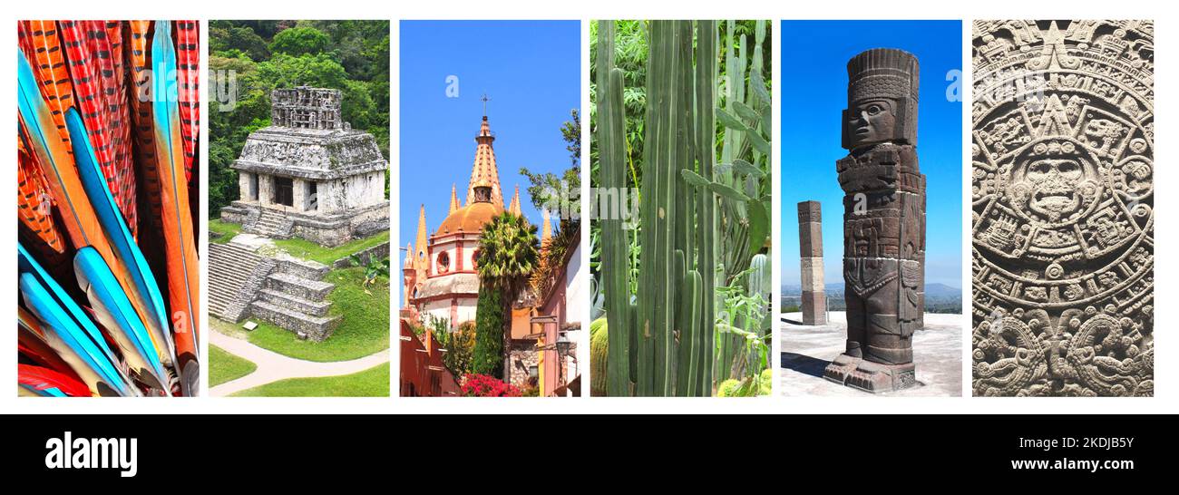 Collection of vertical banners with famous landmarks of Mexico ...