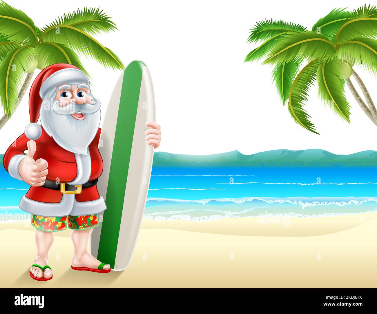 Santa Surfing Christmas Tropical Summer Beach Stock Vector Image & Art ...