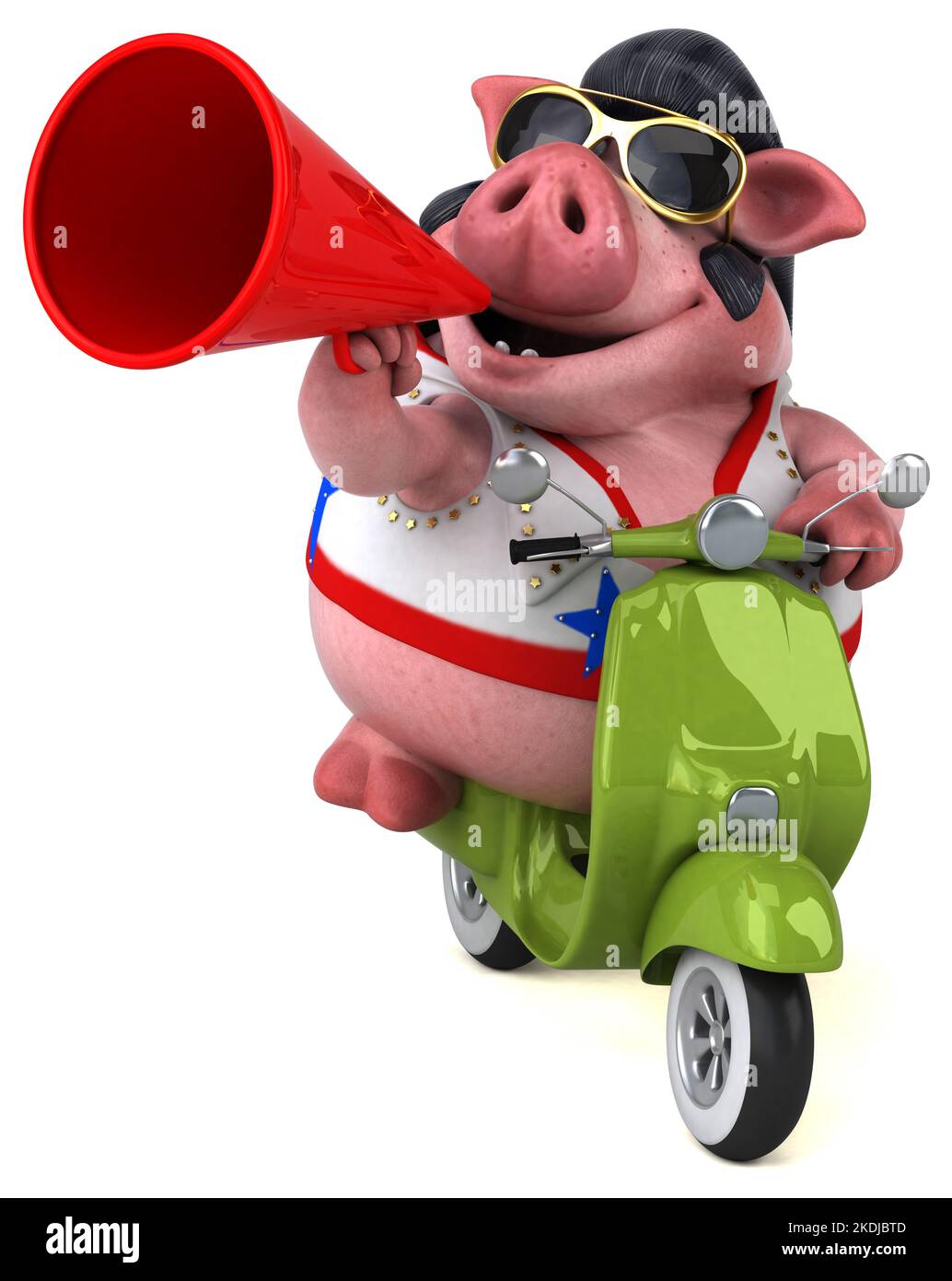 Fun 3D cartoon illustration of a pig rocker Stock Photo - Alamy