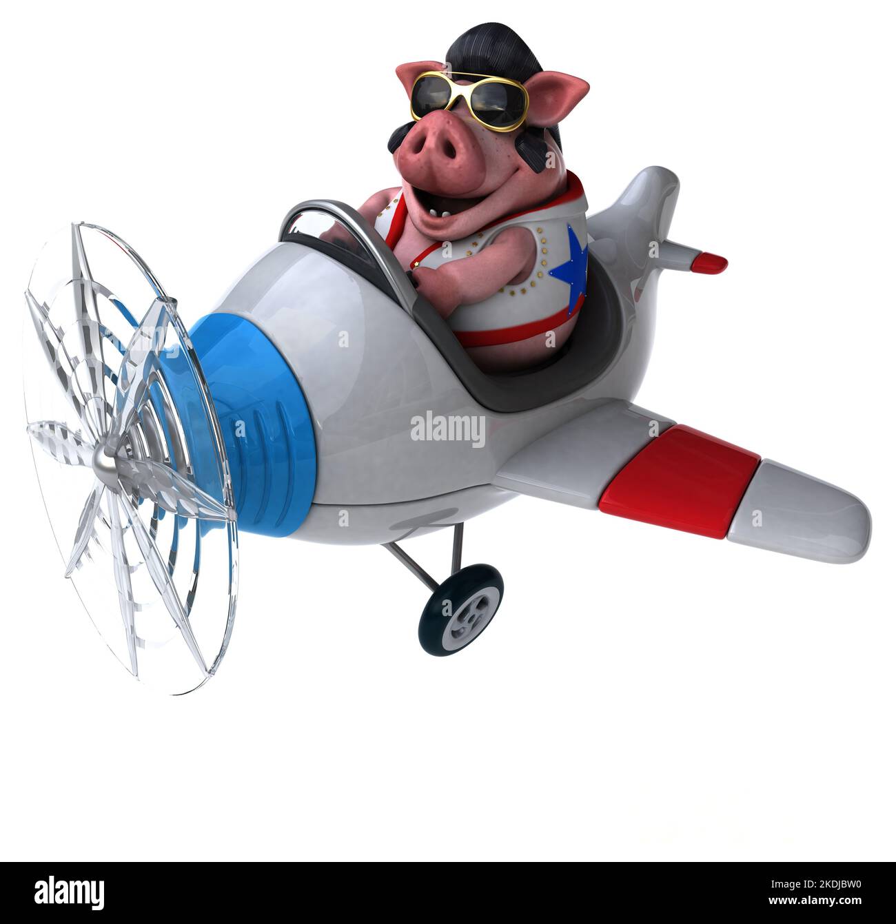 Fun 3D cartoon illustration of a pig rocker Stock Photo - Alamy