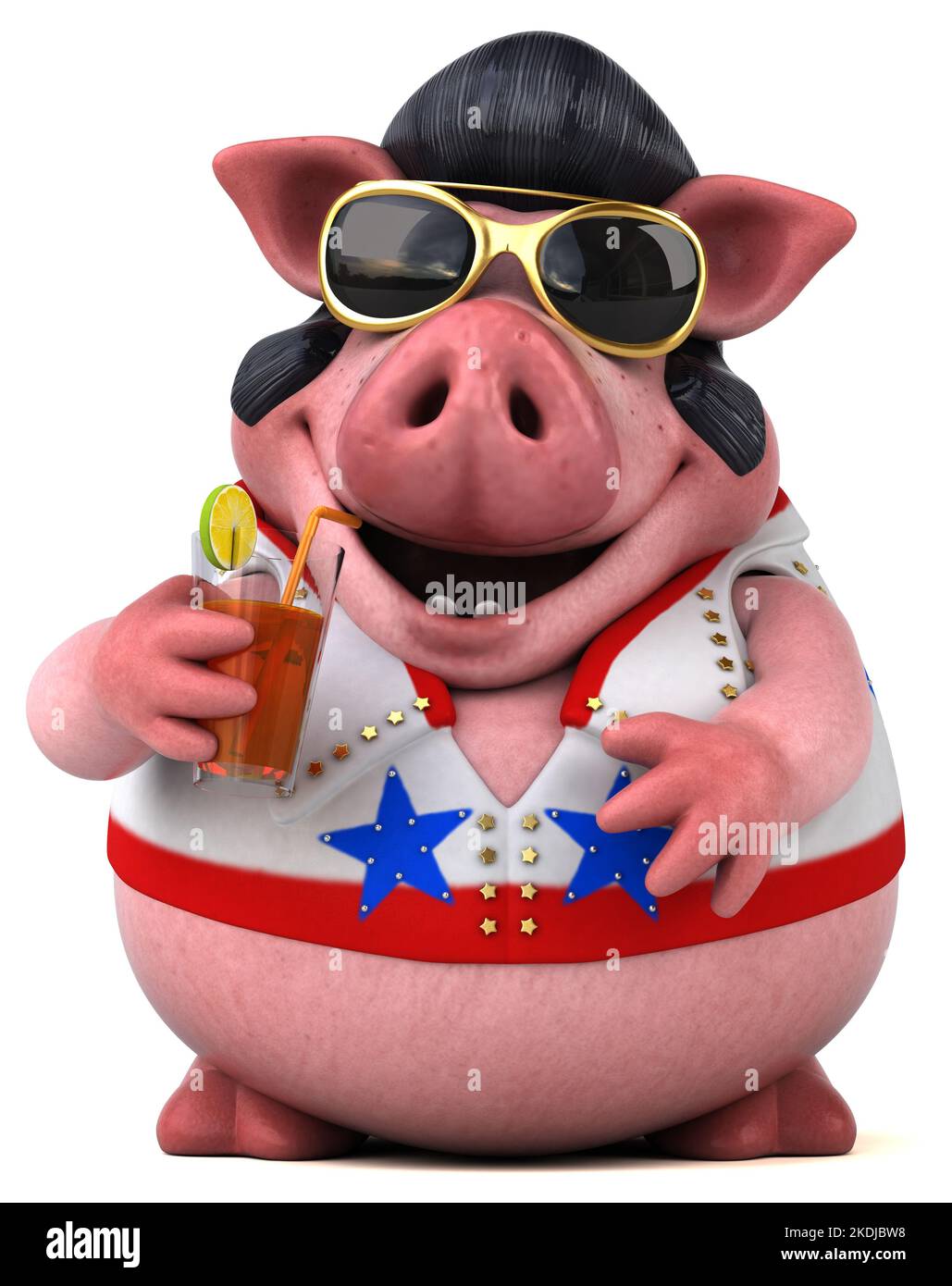 Fun 3D cartoon illustration of a pig rocker Stock Photo - Alamy