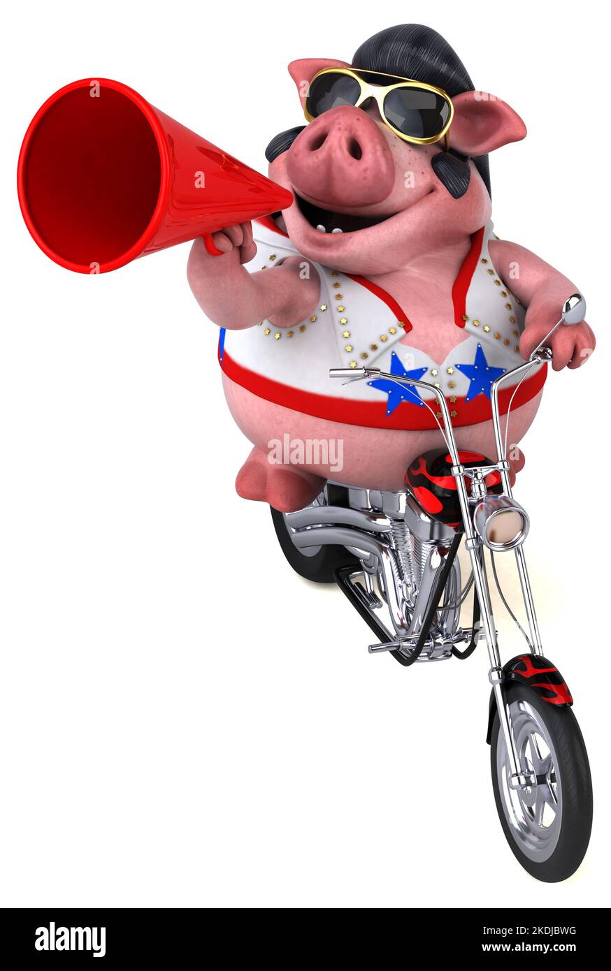 Fun 3D cartoon illustration of a pig rocker Stock Photo - Alamy