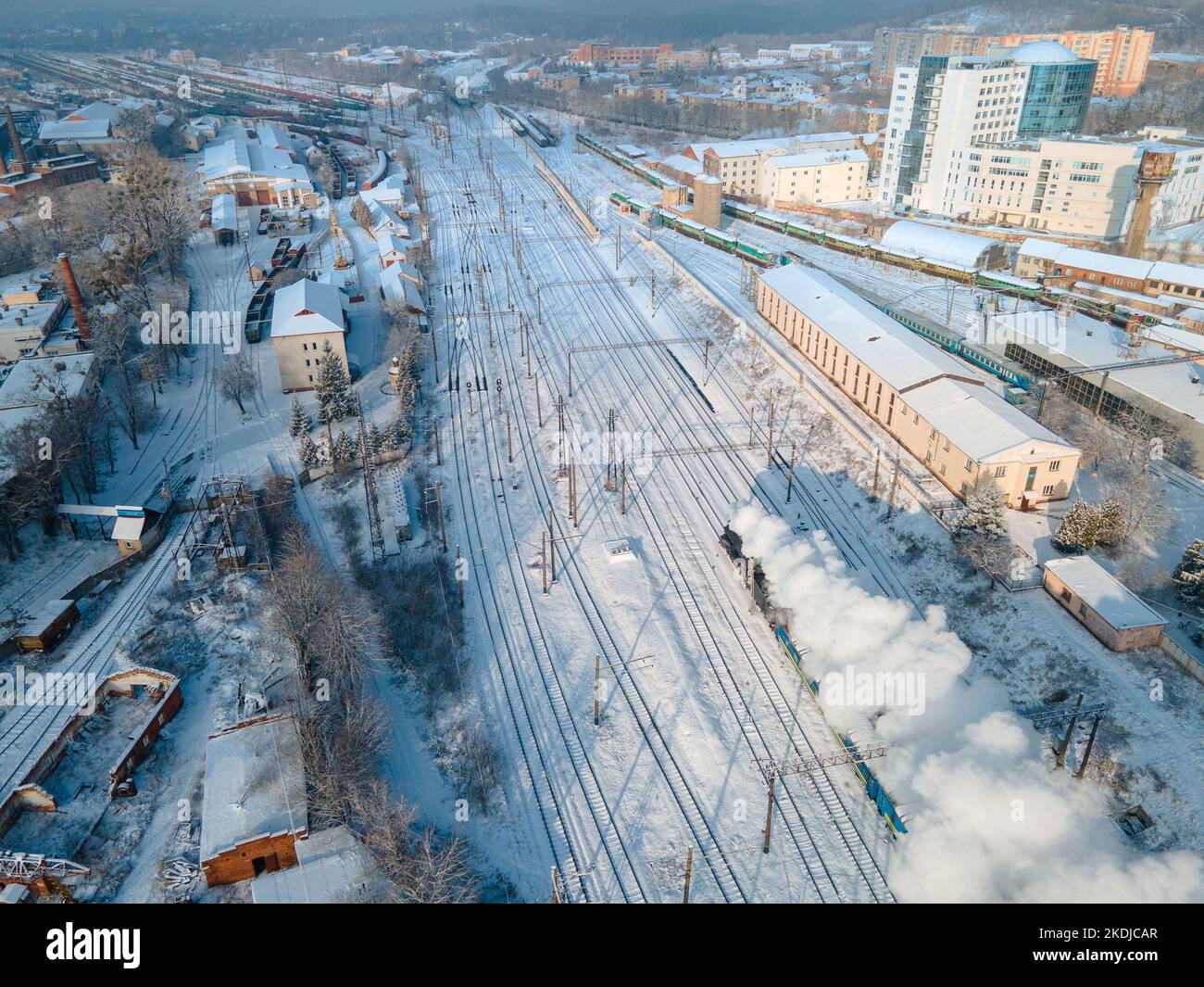 old steam retro train at Lviv railway station Stock Photo - Alamy