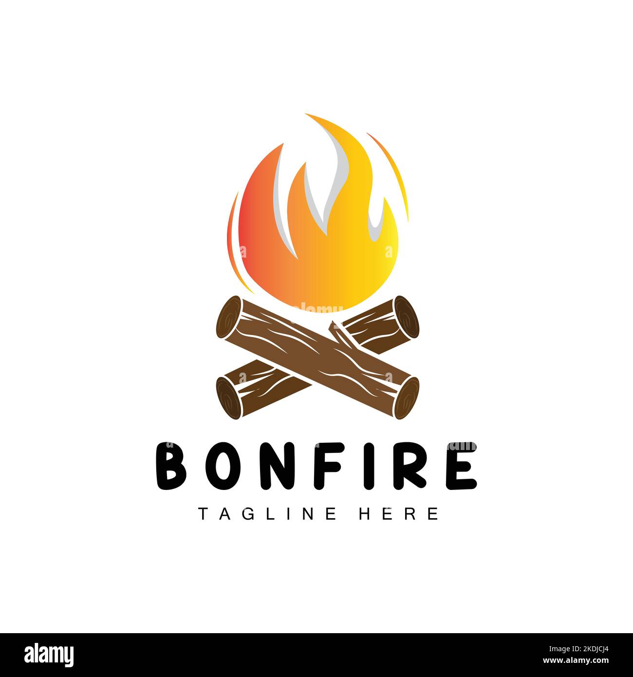 Campfire Logo Design, Camping Vector, Wood Fire And Forest Design Stock ...