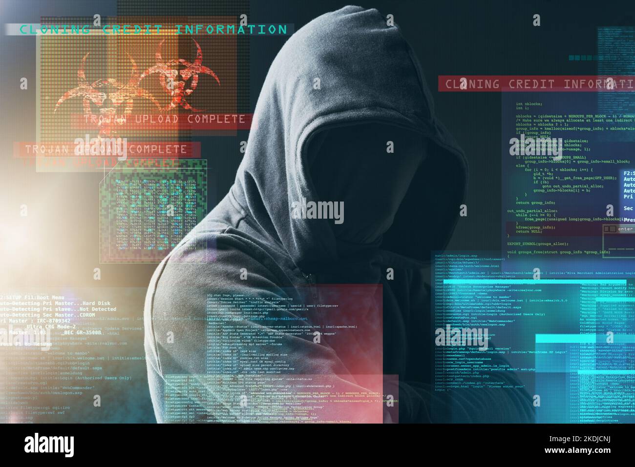 Hes set his sights on your data. Portrait of a menacing computer hacker ...