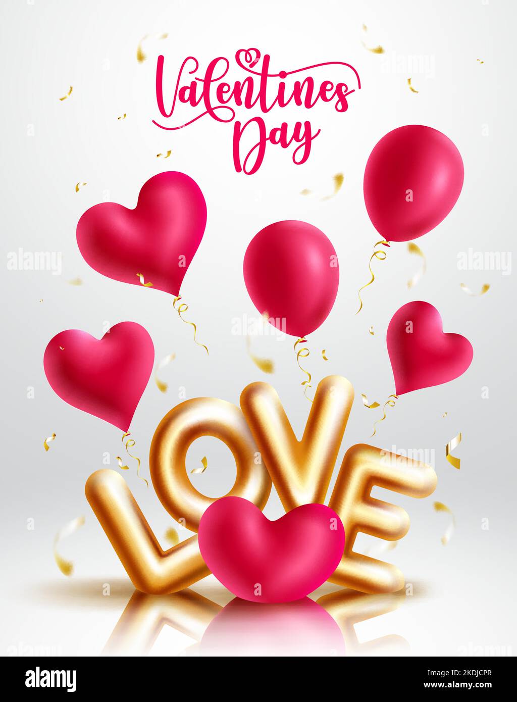 Valentine's greeting vector poster design. Valentine's day text with hearts and love inflatable ...