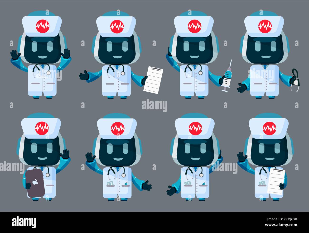 Robot nurse characters vector set. Robotic medical characters in ...