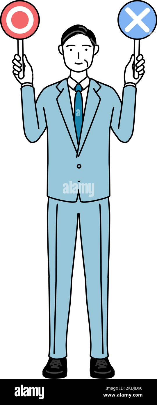 Simple line drawing illustration of a Senior businessmen, executives ...