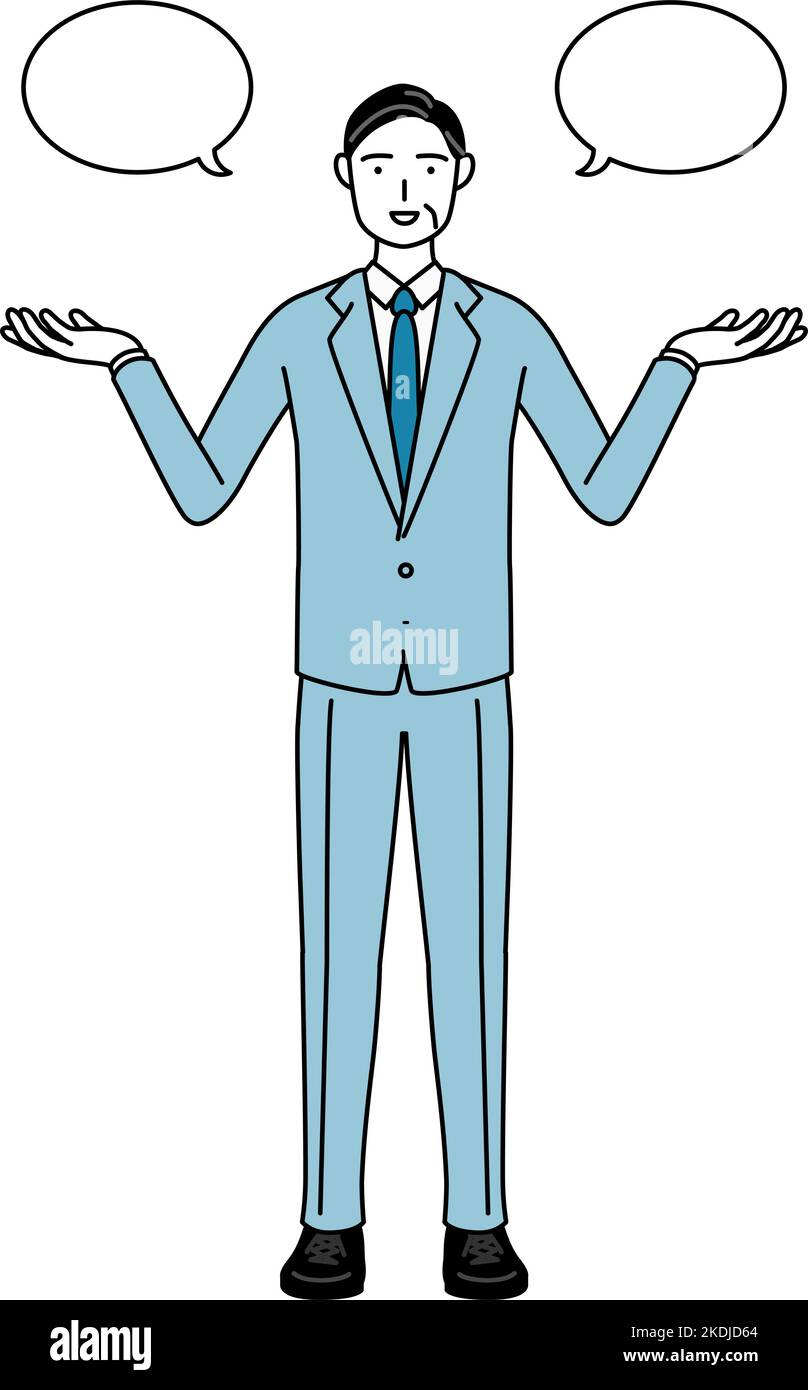 Simple line drawing illustration of a Senior businessmen, executives ...