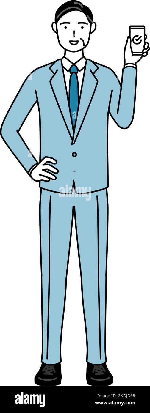 Simple line drawing illustration of a Senior businessmen, executives ...