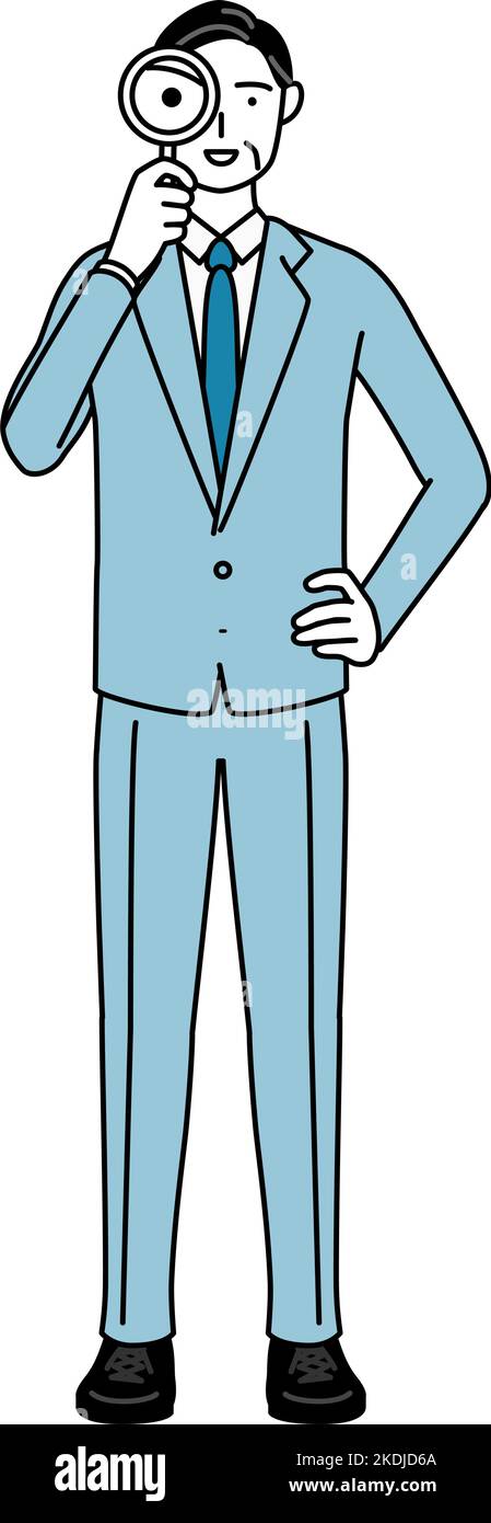 Simple line drawing illustration of a Senior businessmen, executives ...