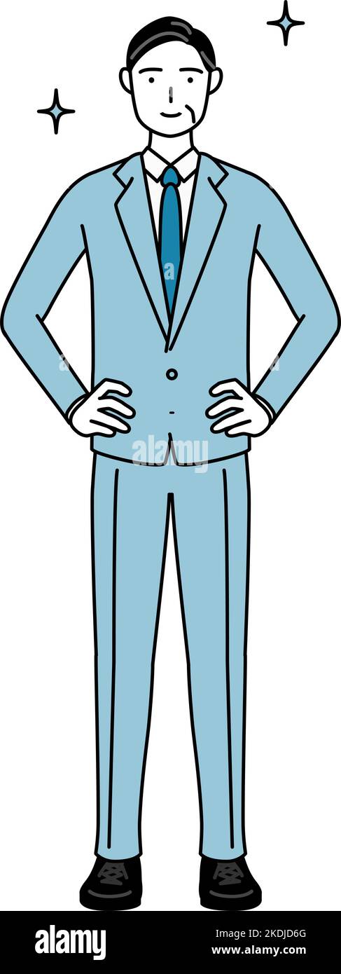 Simple line drawing illustration of a Senior businessmen, executives ...