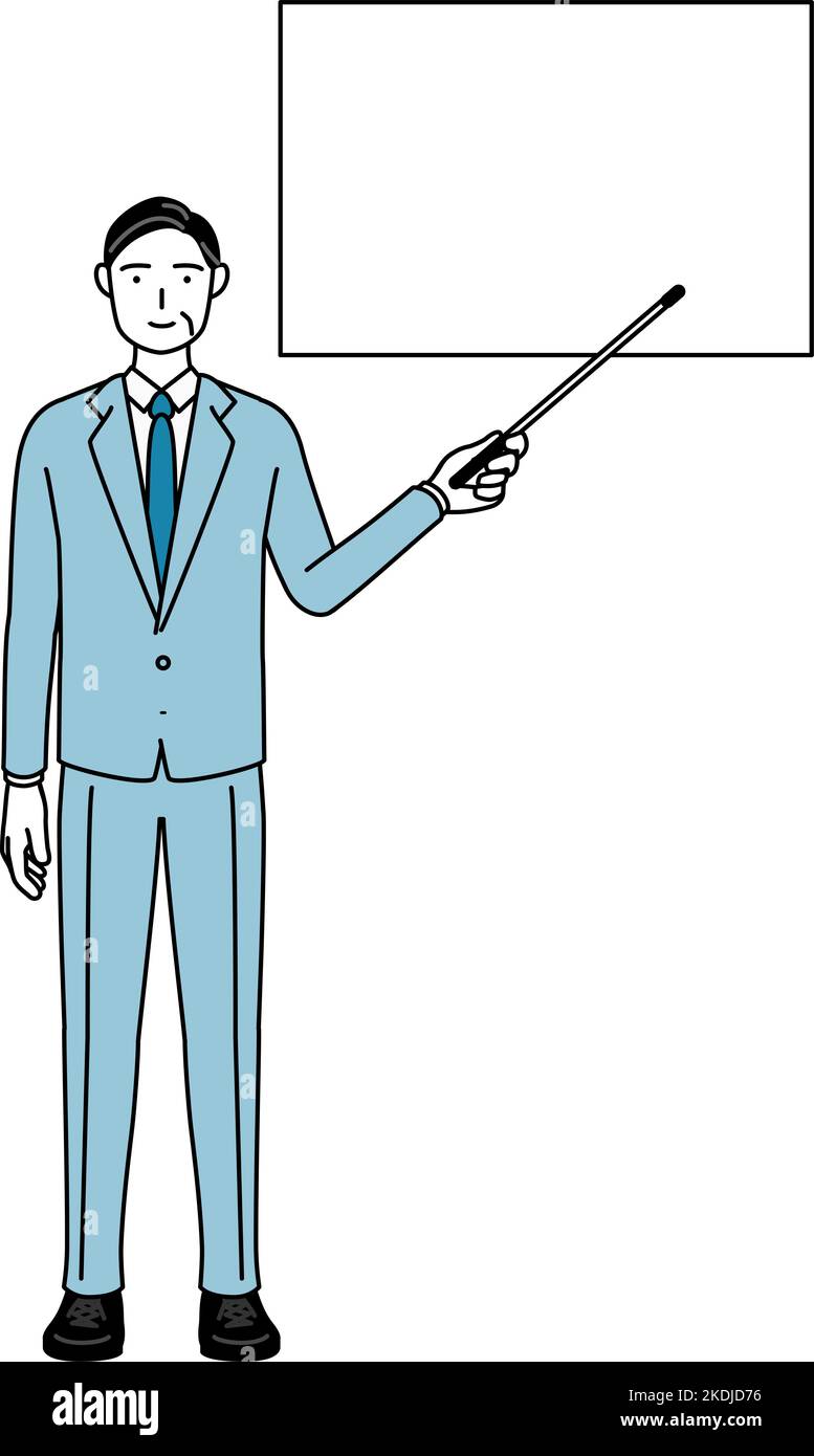 Simple line drawing illustration of a Senior businessmen, executives ...