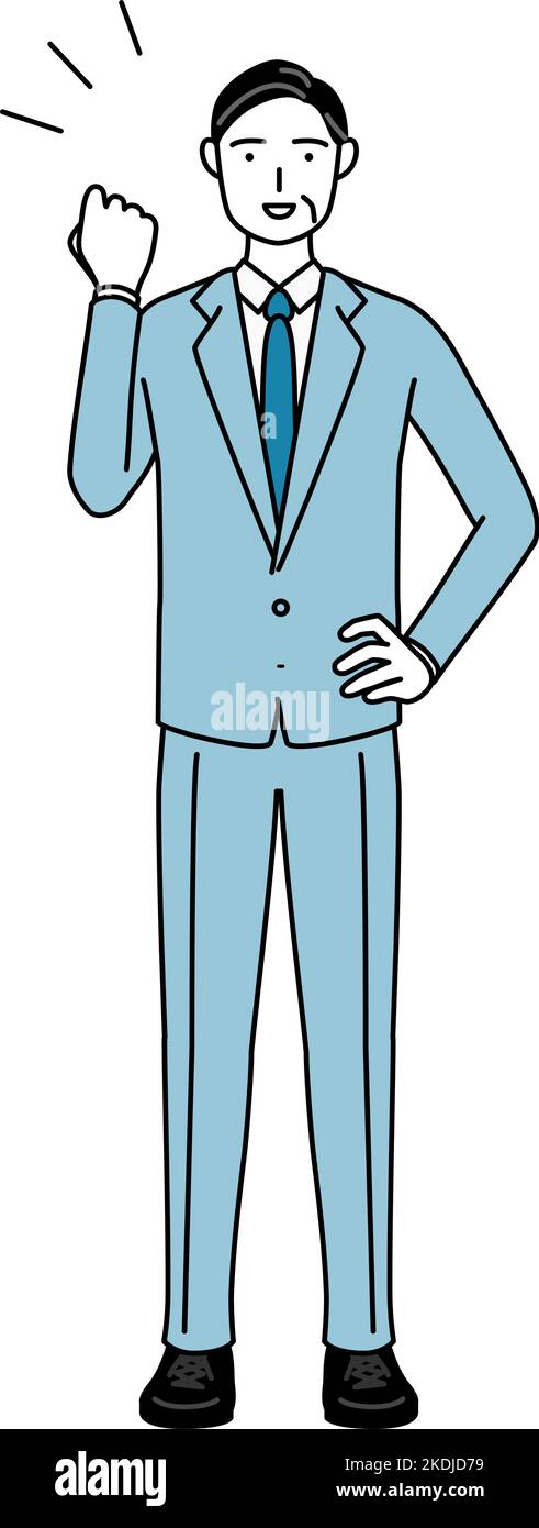 Simple line drawing illustration of a Senior businessmen, executives ...