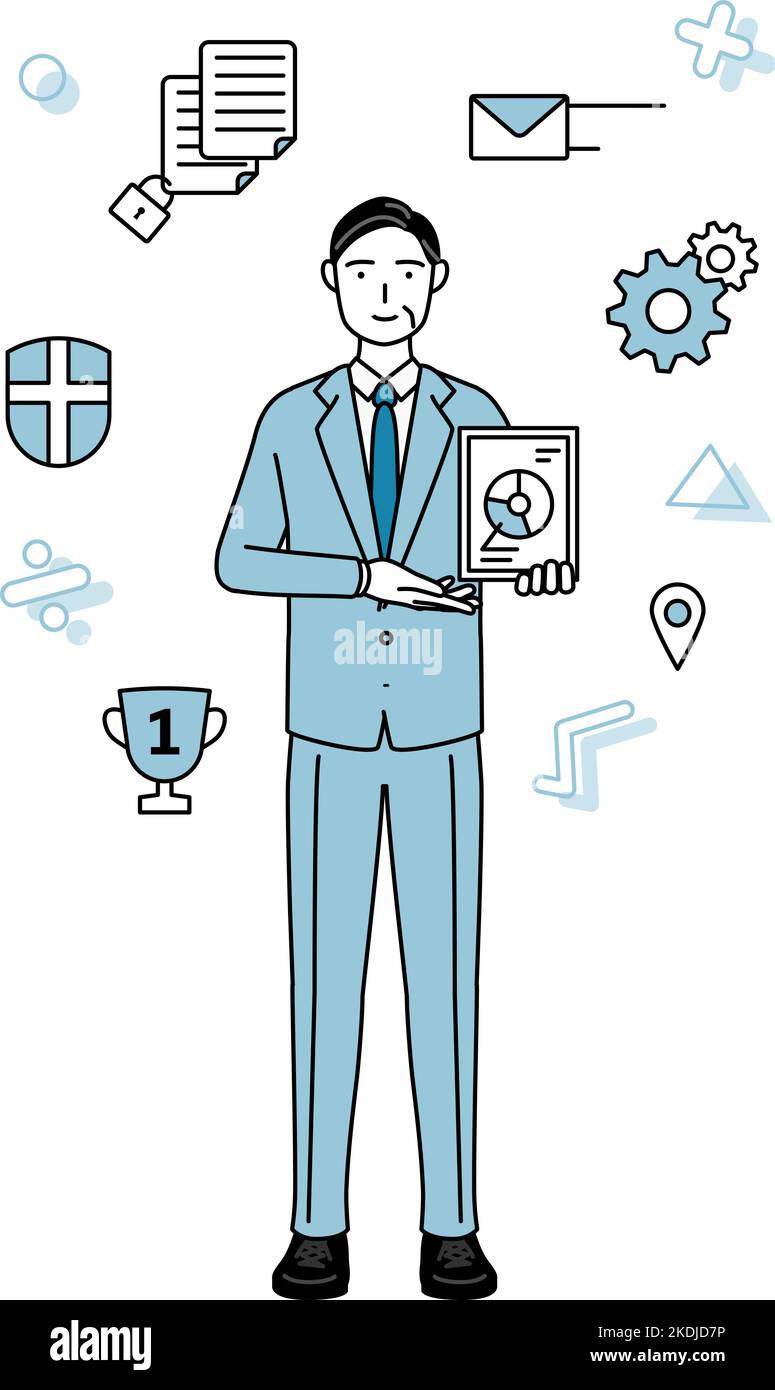 Image of DXing,simple line drawing illustration of a Senior businessmen ...