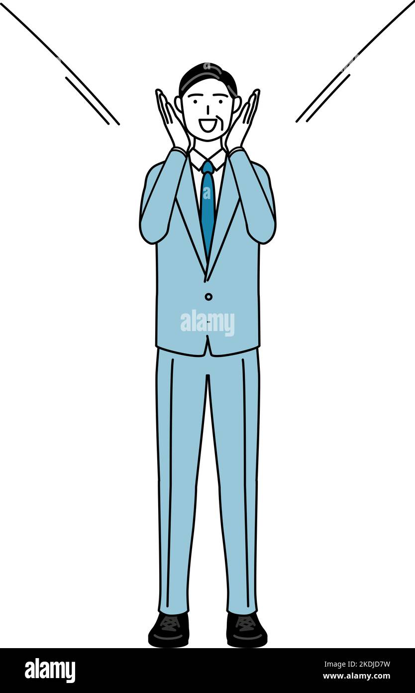 Simple line drawing illustration of a Senior businessmen, executives ...