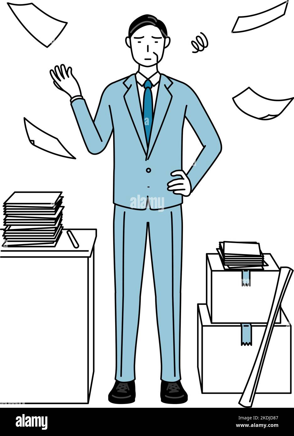 Simple line drawing illustration of a Senior businessmen, executives ...