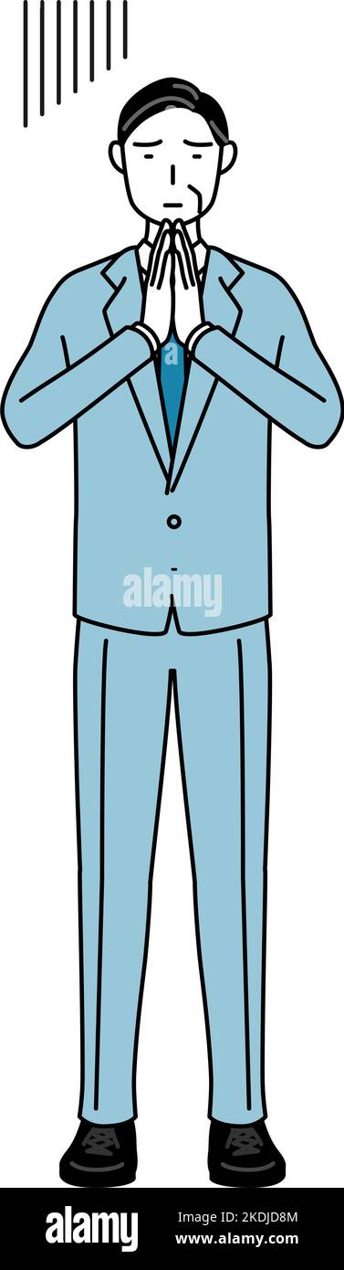 Simple line drawing illustration of a Senior businessmen, executives ...