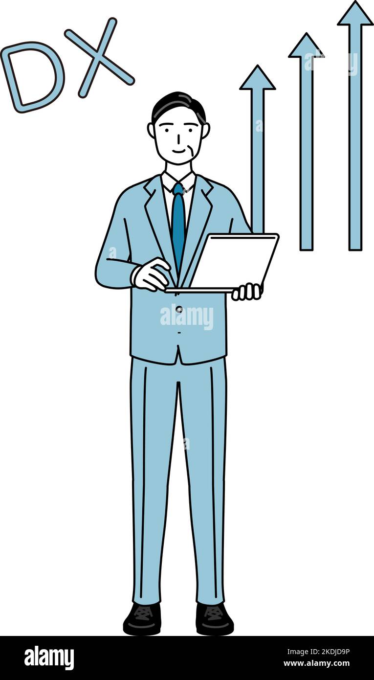 Image of DXing,simple line drawing illustration of a Senior businessmen ...