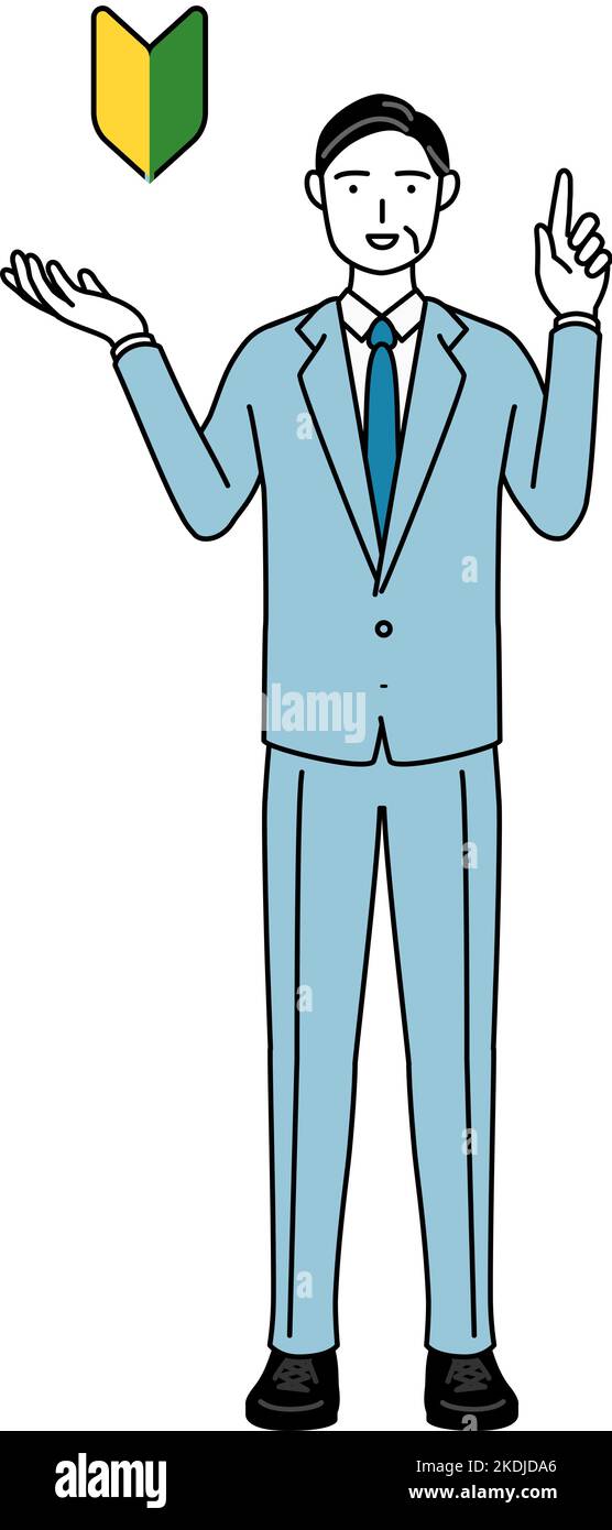 Simple line drawing illustration of a Senior businessmen, executives ...