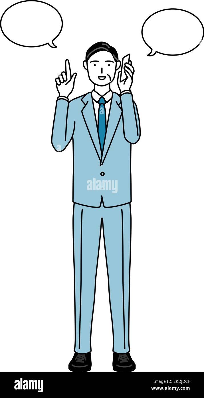 Simple line drawing illustration of a Senior businessmen, executives ...