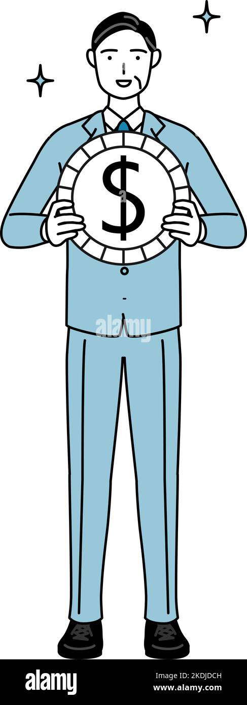 Simple line drawing illustration of a Senior businessmen, executives ...