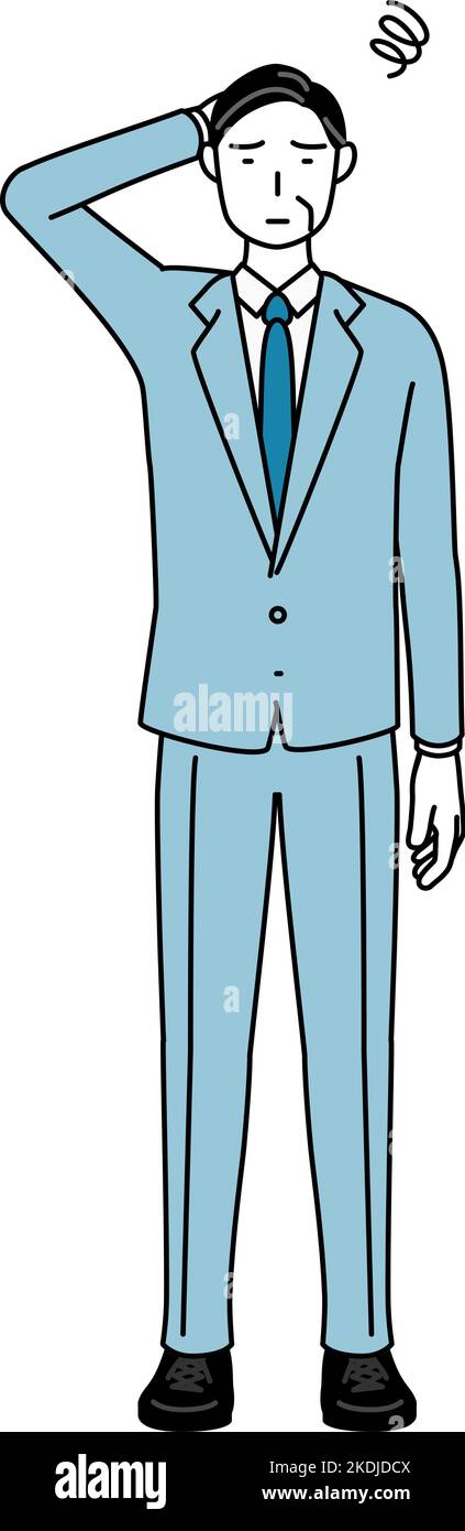 Simple line drawing illustration of a Senior businessmen, executives ...