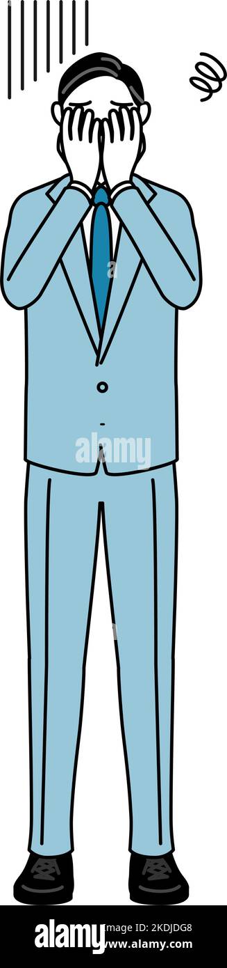 Simple line drawing illustration of a Senior businessmen, executives ...