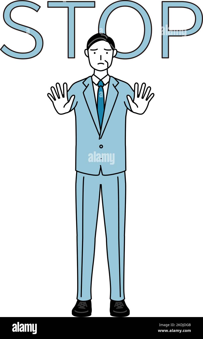 Simple line drawing illustration of a Senior businessmen, executives ...