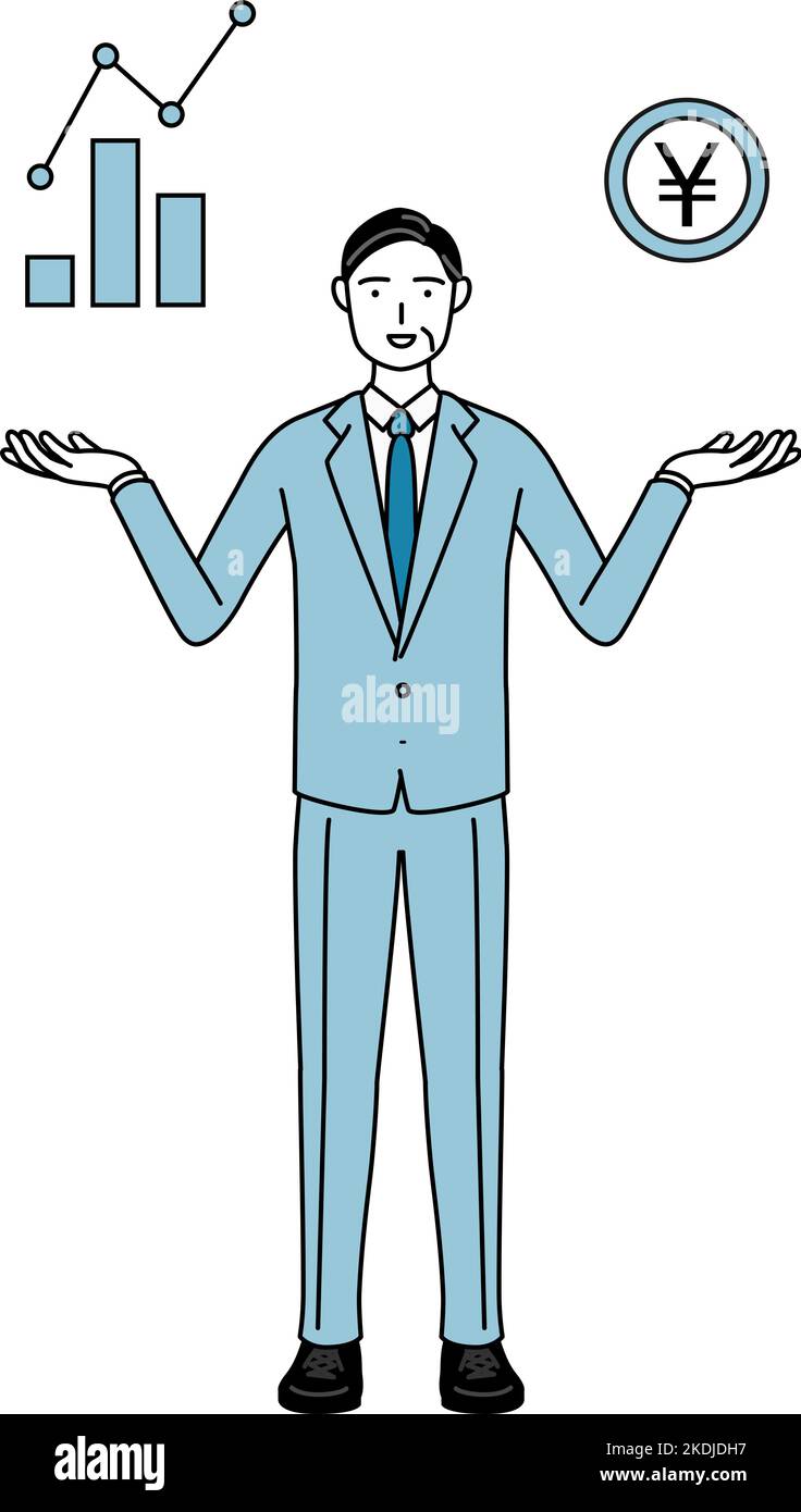 Simple line drawing illustration of a Senior businessmen, executives ...