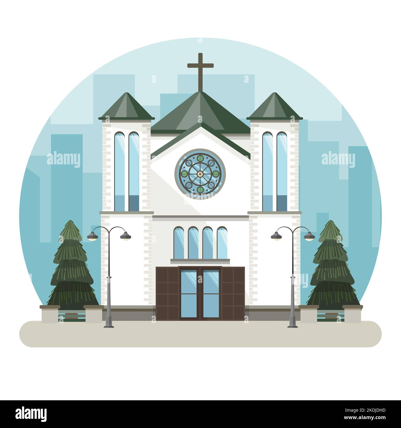 Church building on a city background. Vector illustration Stock Vector ...