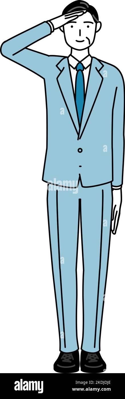 Simple line drawing illustration of a Senior businessmen, executives ...