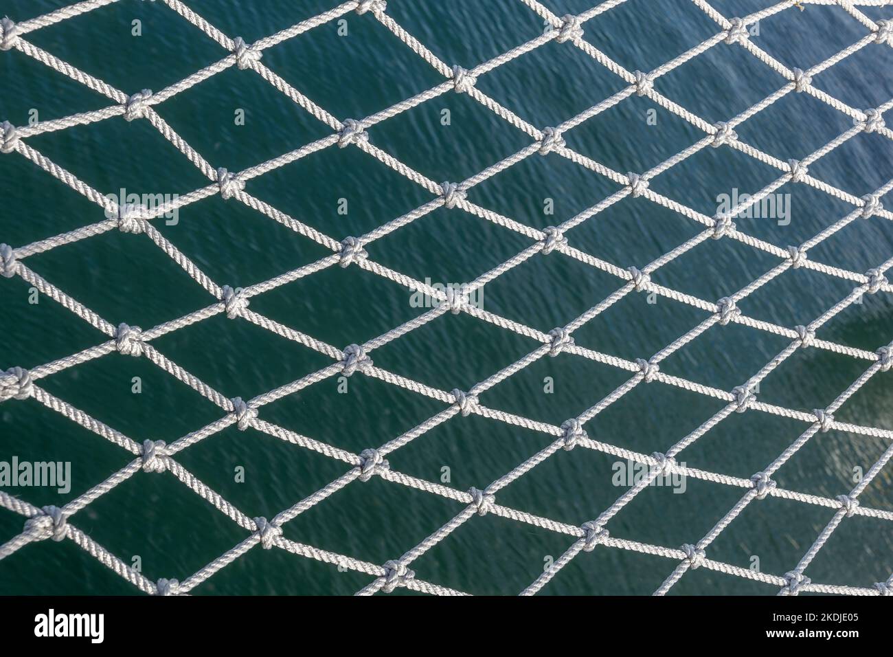 Safety net of a sailing ship above the sea abstract background Stock ...