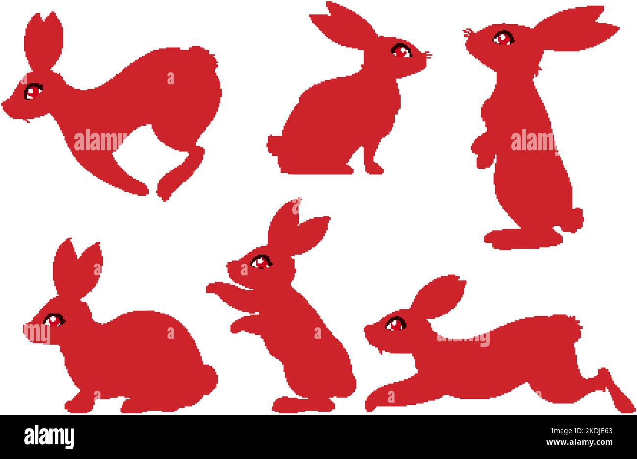 Set of red rabbit silhouette illustration Stock Vector Image & Art - Alamy