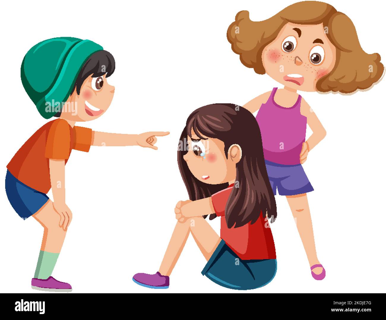 Crying girl get bullied by her friends illustration Stock Vector Image ...