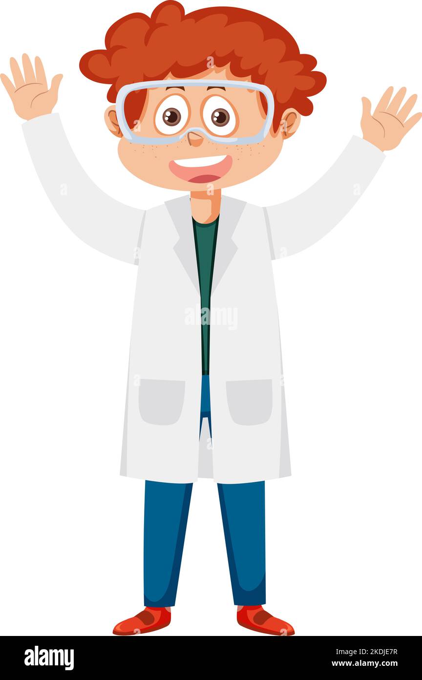 Cute scientist boy cartoon character illustration Stock Vector Image ...