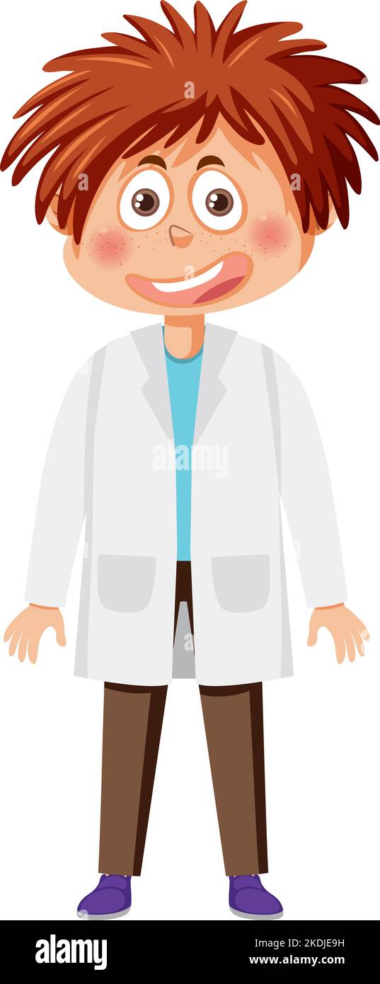 Cute scientist boy cartoon character illustration Stock Vector Image ...