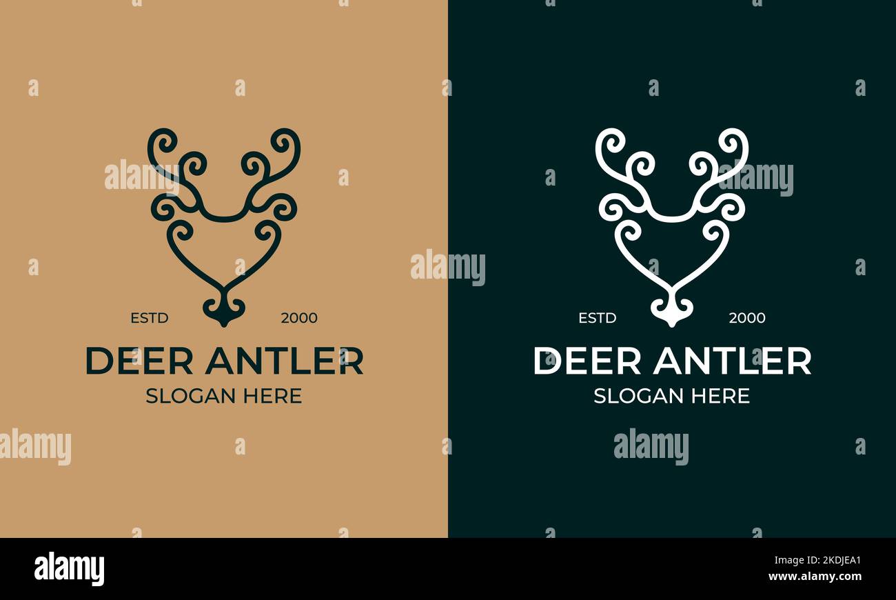 Deer antler logo design and icon inspiration, deer head with anchor ...