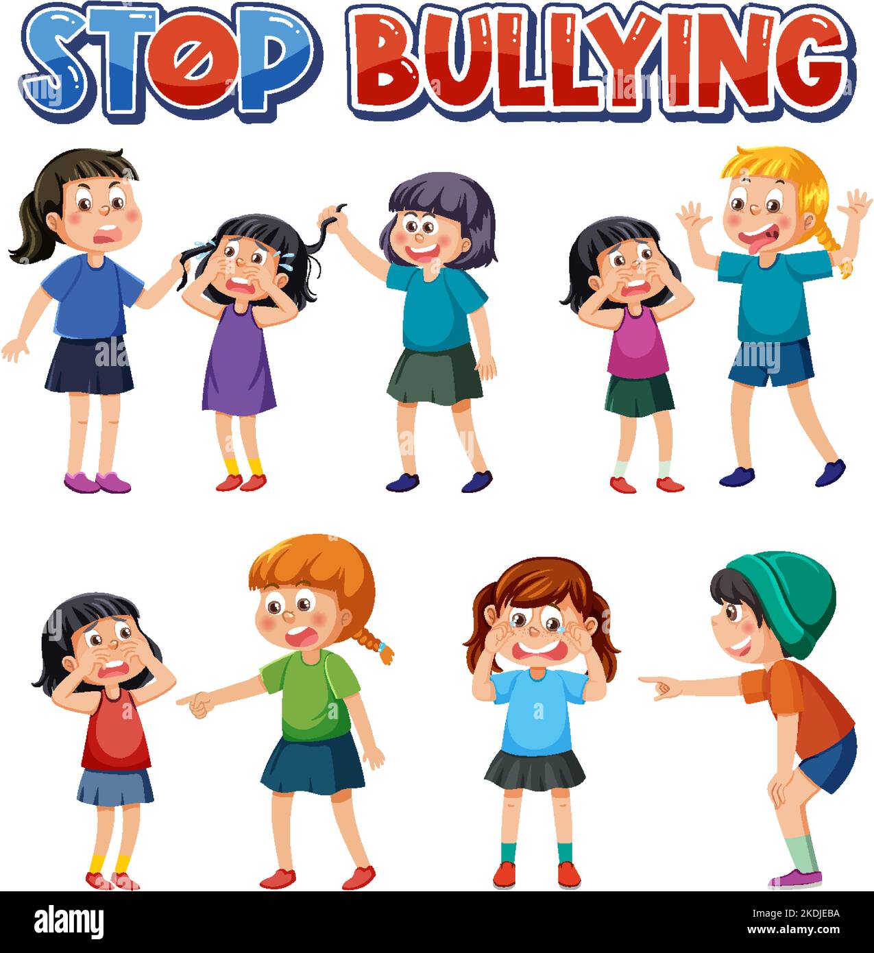 Bullying kids character collection illustration Stock Vector Image ...