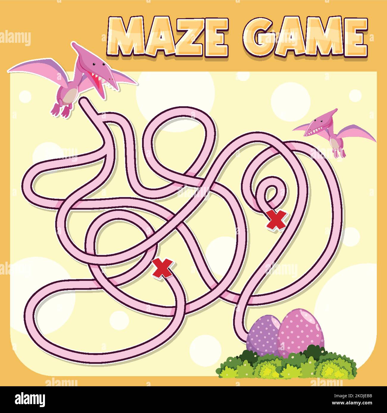 Maze game template in dinosaur theme for kids illustration Stock Vector ...