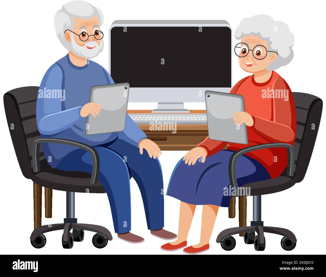 Senior couple using computer illustration Stock Vector Image & Art - Alamy