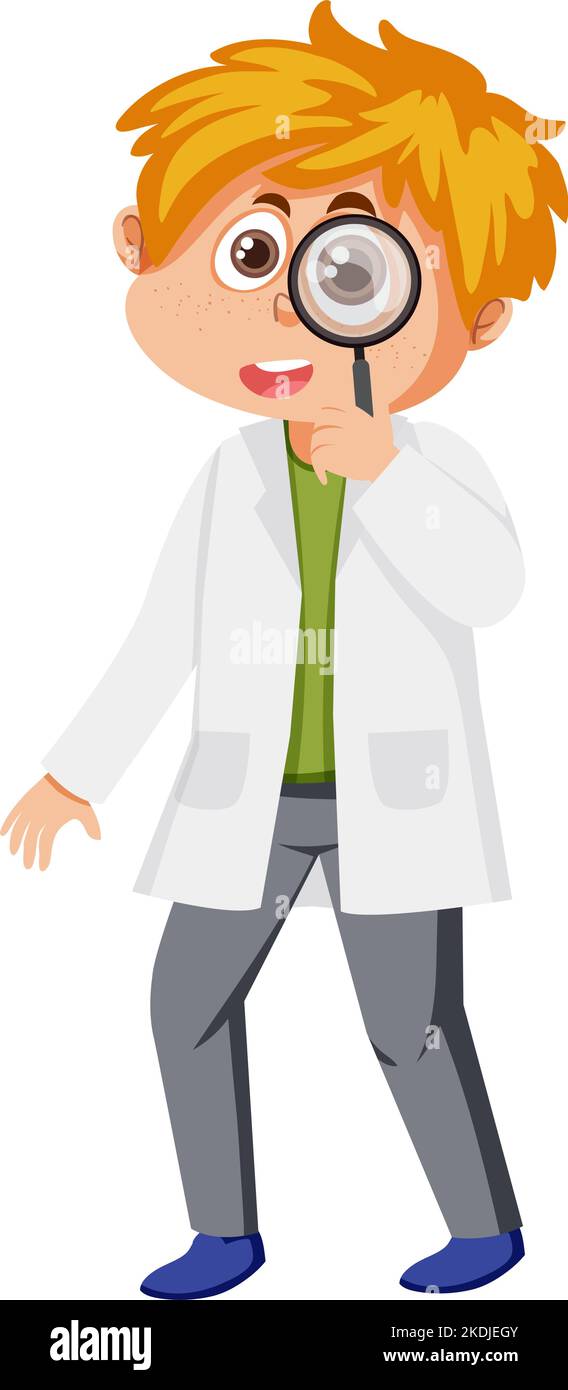 Cute scientist boy cartoon character illustration Stock Vector Image ...