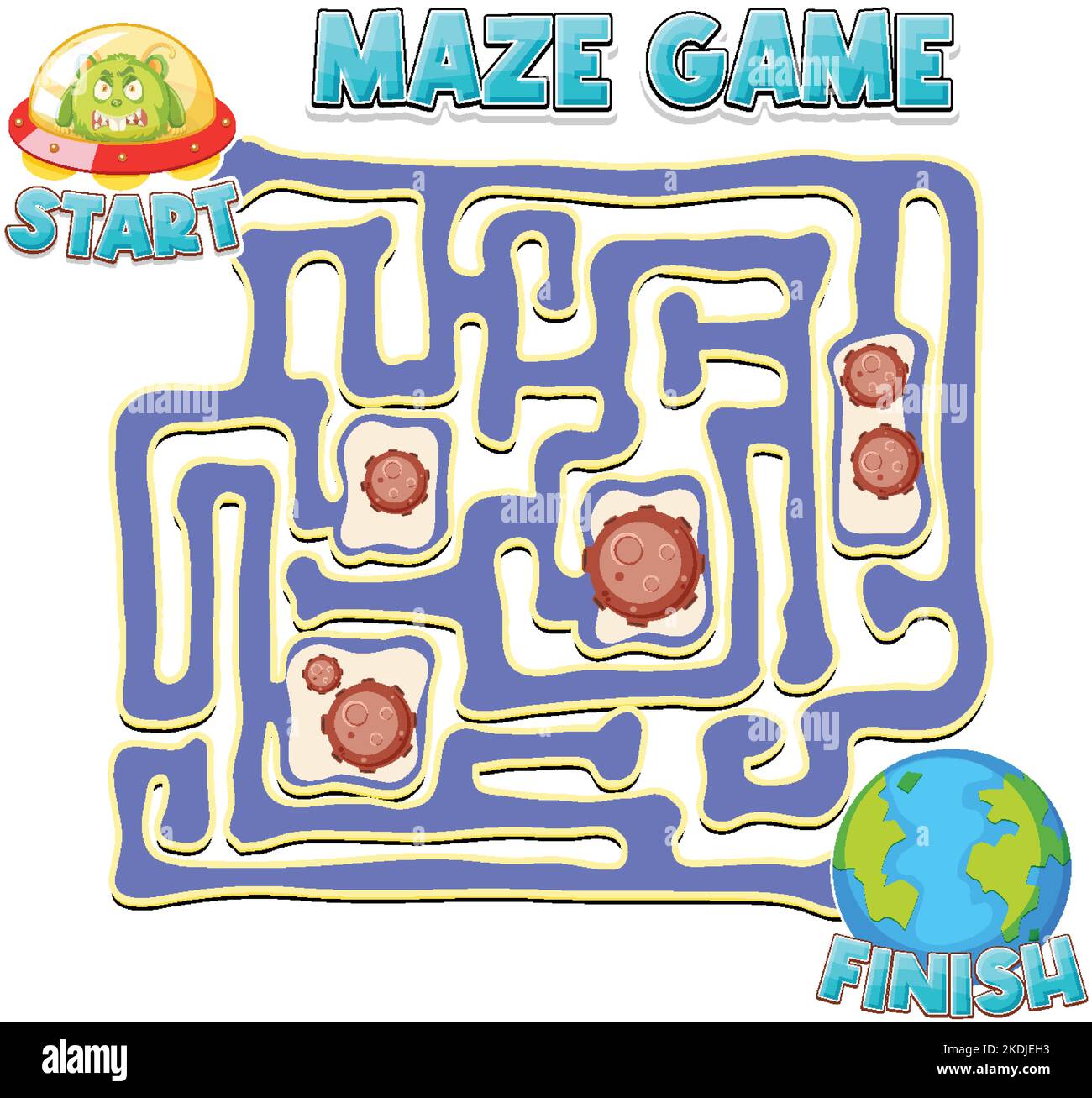 Maze game template in space theme for kids illustration Stock Vector ...
