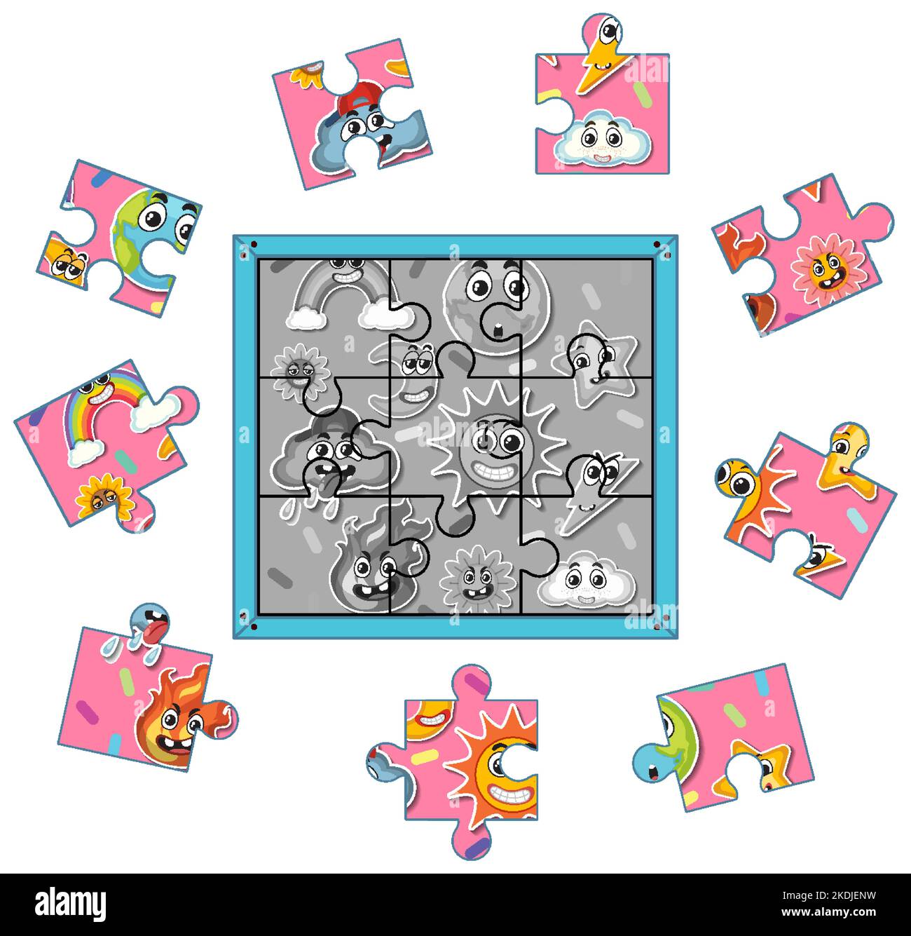 Jigsaw puzzle clip art cartoon Cut Out Stock Images & Pictures - Alamy